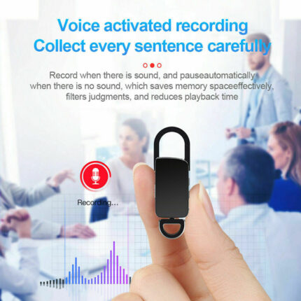 30 Day Voice Activated Backpack Metal Key Chain MP3 Recorder USA