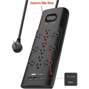 Surge Protector Power Strip USB Outlet With 4K UHD Wifi Camera